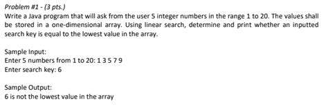 Solved Problem 1 3 Pts Write A Java Program That Will