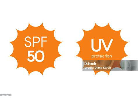 자외선 차단제 제품의 아이콘입니다 흰색 배경에 격리 된 플랫 Spf 자외선 차단 아이콘 세트입니다 Spf 30 50 태양 자외선 차단 벡터 일러스트 개념에 대한 스톡 벡터