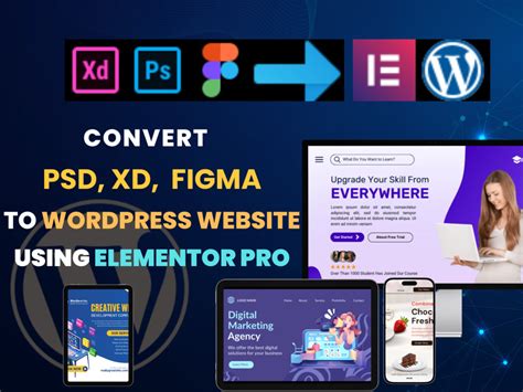 psd xd figma to wordpress website design using elementor pro upwork