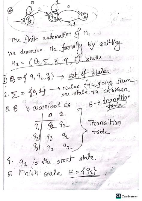 Theory Of Computation Lecture Note O 1 S Q Q 0 1 91 93 01 The