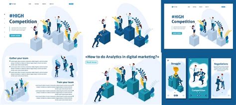 설정 템플릿 기사 방문 페이지 응용 프로그램 디자인 우월의 받침대에 아이소메트릭 사업가 성공적인 지도자 경영자에 대한 스톡 벡터 아트 및 기타 이미지 Istock