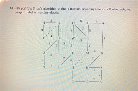 solved 14 15 pts use prim s algorithm to find a minimal