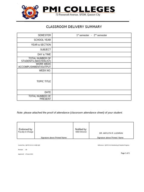 Weekly Monitoring Form Pdf