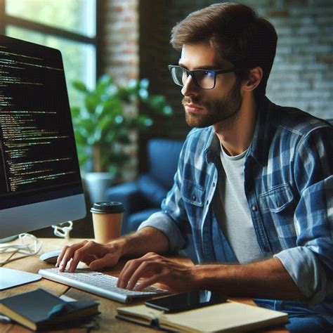 Developer Coding On Computer Premium Ai Generated Image
