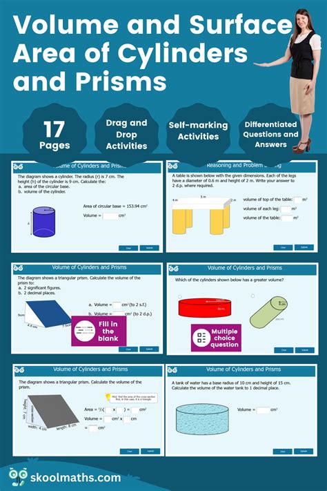 Volume And Surface Area Of Cylinders And Prisms Gcse Interactive Digital Maths Lesson