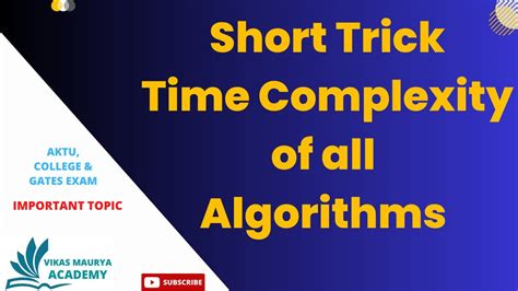 Short Trick To Learn Time Complexity Of All The Algorithm Vikasmauryaacademy Youtube