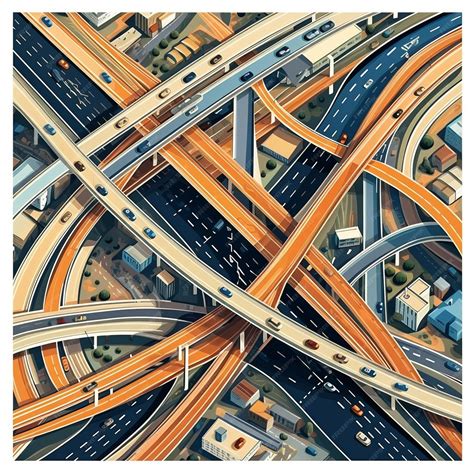 Premium Photo Highway Junction Top View Road Intersection With
