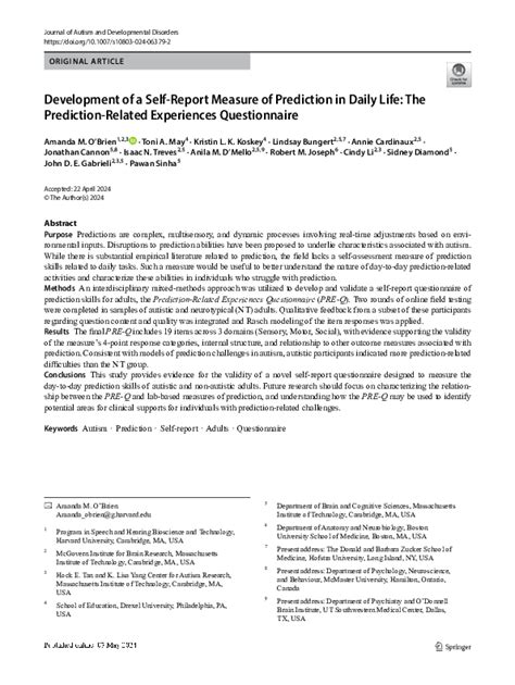 Pdf Development Of A Self Report Measure Of Prediction In Daily Life The Prediction Related