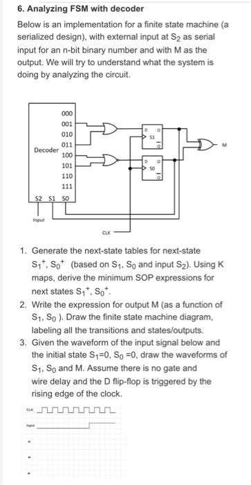solved 6 analyzing fsm with decoder below is an