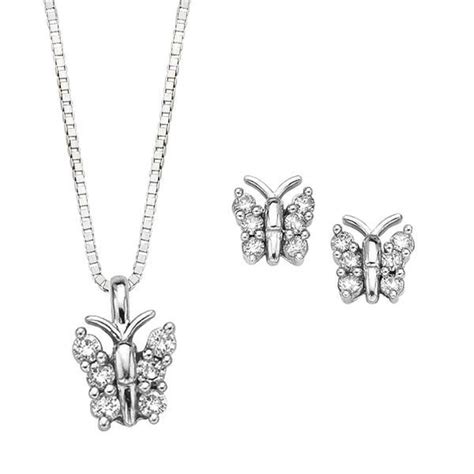 Diamond Butterfly Jewelry Set In 10k White Gold 38 Cttw