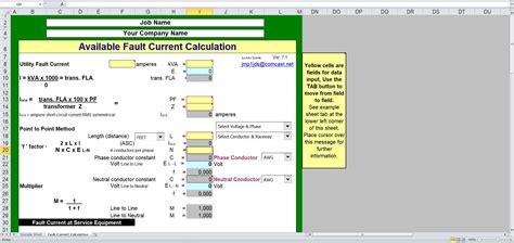 Fault Current Calculation Spreadsheet Eloquens