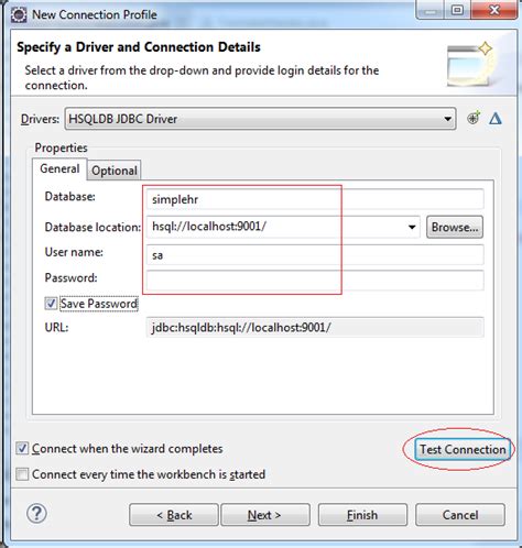 Configure HSQLDB DataSource Using Data Source Explorer O Planning Org