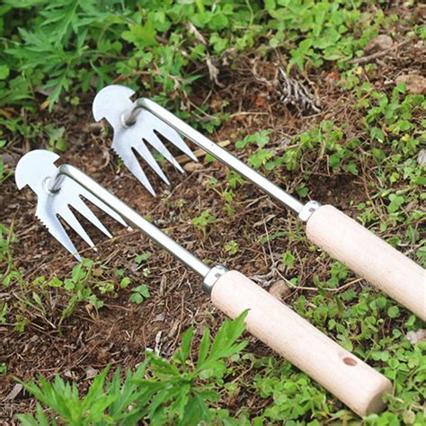 잡초 제거호미 텃밭 뿌리 제초기 갈퀴 제초 호미 4발 온채널