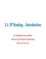 Lecture Ip Routing Pdf L Ip Routing Introduction Dr Muhammad Jaseemuddin Electrical