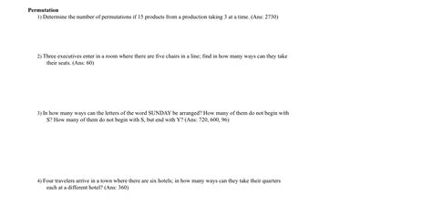 Solved Permutation Determine The Number Of Permutations Chegg