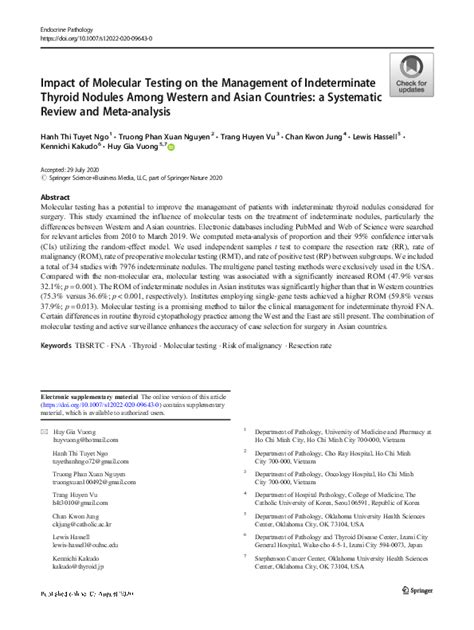 Pdf Impact Of Molecular Testing On The Management Of Indeterminate Thyroid Nodules Among