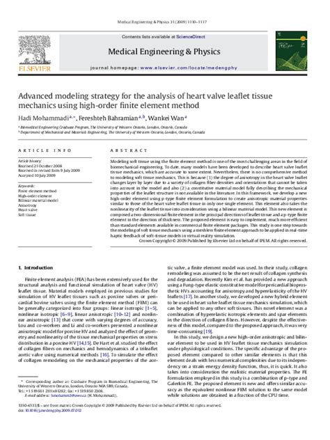 Pdf Advanced Modeling Strategy For The Analysis Of Heart Valve