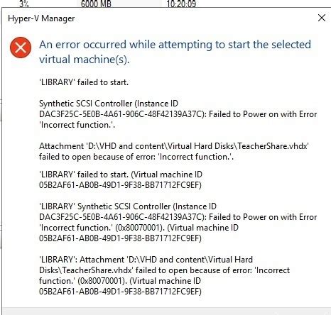 Hyper V Vm Won T Start VHDX Incorrect Function Virtualization Spiceworks Community