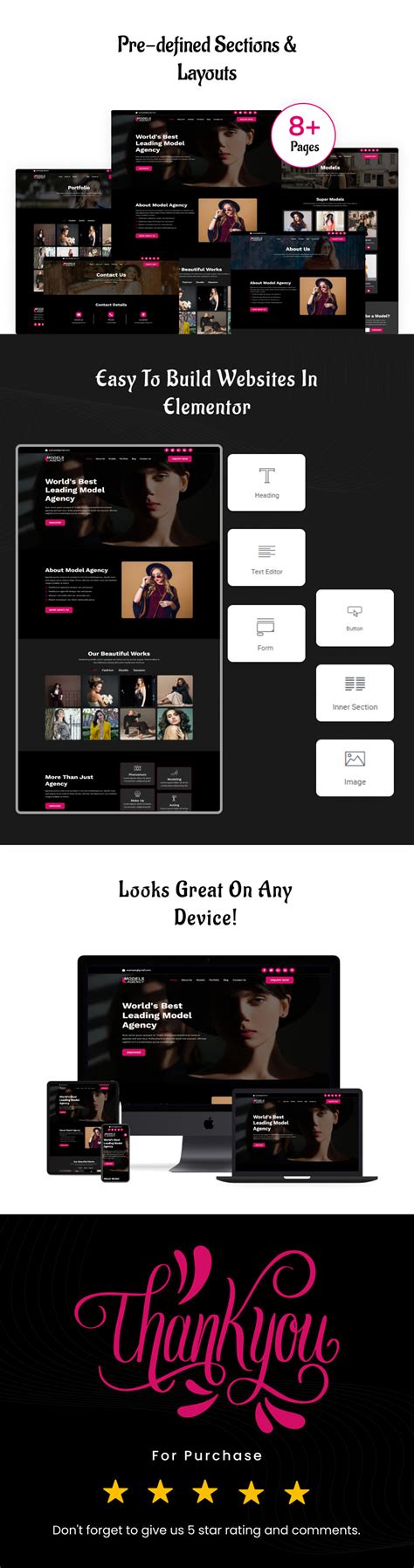 Model Agency Modelling Agency Elementor Template Kit Elementor Kit Download