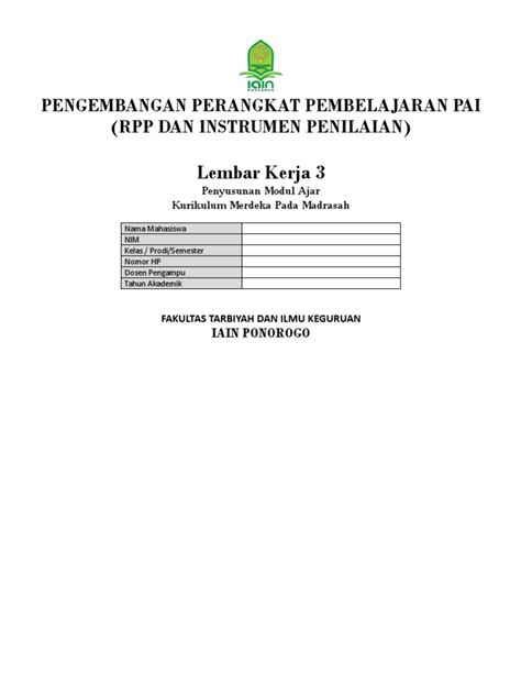 Penyusunan Modul Ajar Kurikulum Merdeka Pdf