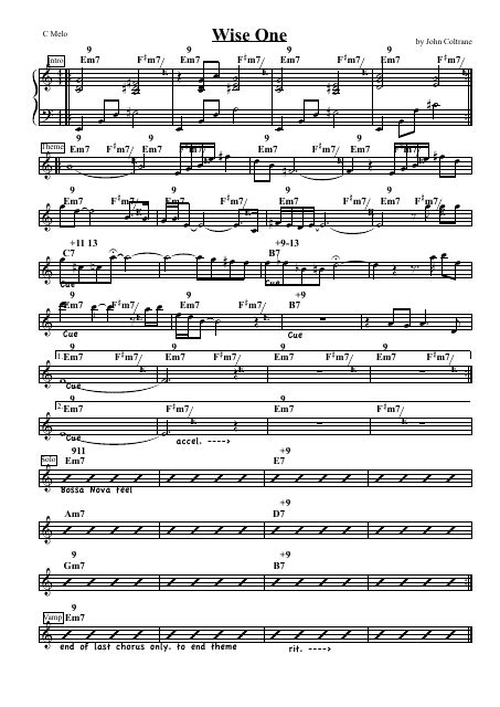 John Coltrane Wise One Sheet Music Download Printable Pdf Templateroller