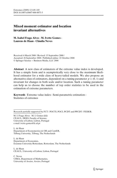 Pdf Mixed Moment Estimator And Location Invariant Alternatives