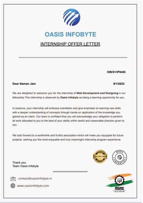 Naman Jain On Linkedin Oasisinfobyte Webdevelopement Webdesign Internship2023