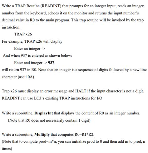 Write A Trap Routine Readint That Prompts For An