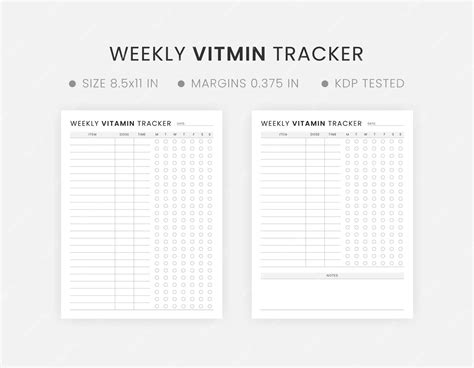Premium Vector Weekly Vitamin And Supplement Tracker Printable