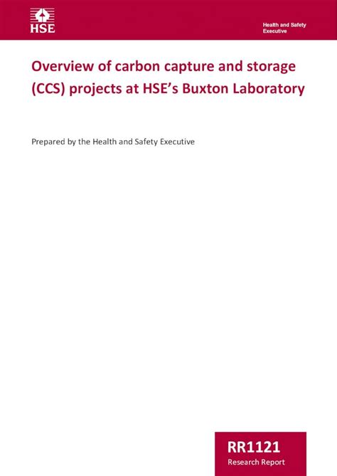 PDF CCS Projects At HSEs Buxton Laboratory Of Carbon Capture And Storage CCS Projects At