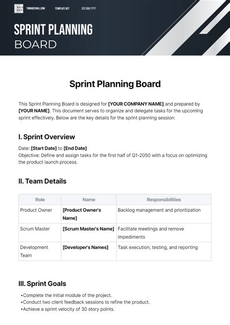 Free Sprint Planning Board Template Edit Online Download Template Net