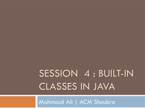 Built In Classes In Java Ppt