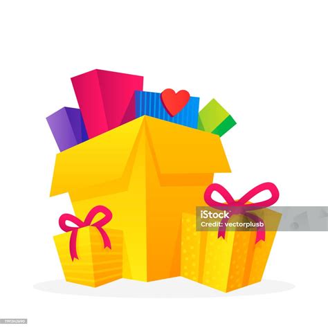 화려한 포장 선물 상자의 큰 더미로 설정합니다 선물의 제비 마운틴 기프트 세트 압도적 인 활과 아름 다운 선물 상자 흰색 배경에 격리 된 현재 상자 세트 가방에 대한 스톡