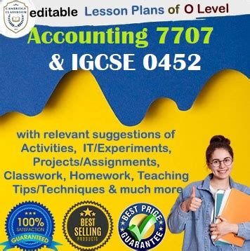 O Level Accounting IGCSE Accounting Lesson Plan Latest Syllabus