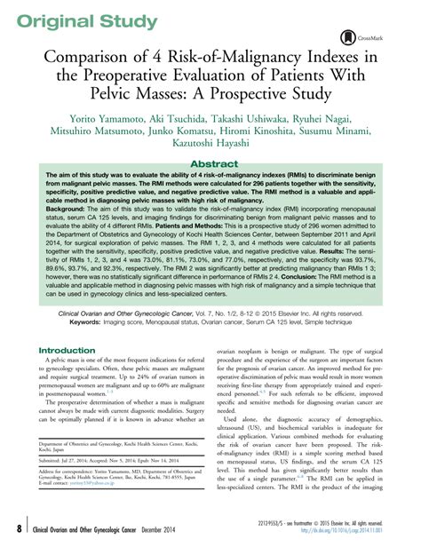 Pdf Comparison Of 4 Risk Of Malignancy Indexes In The Preoperative Evaluation Of Patients With