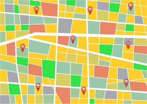 Colorful Map With Location Pointer Stock Vector Illustration Of City