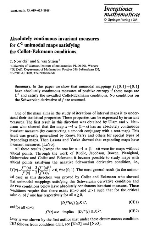 Pdf Absolutely Continuous Invariant Measures Forc2 Unimodal Maps