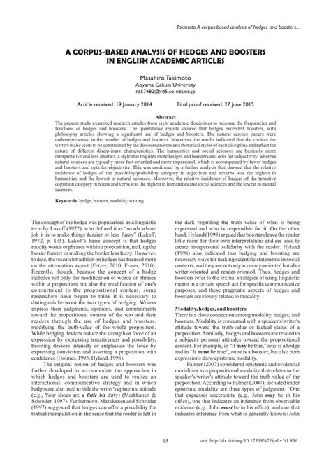 Pdf A Corpus Based Analysis Of Hedges And Boosters In English