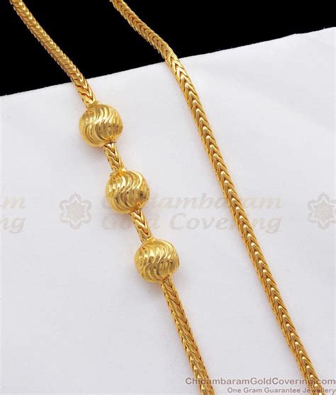 Plain Gold Plated Three Ball Mugappu Thali Chain Mch916 Gold Chain Design Gold Necklace Shop
