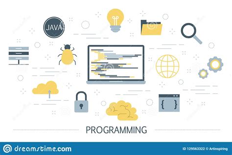 Programming Concept Idea Of Working On Computer Stock Vector