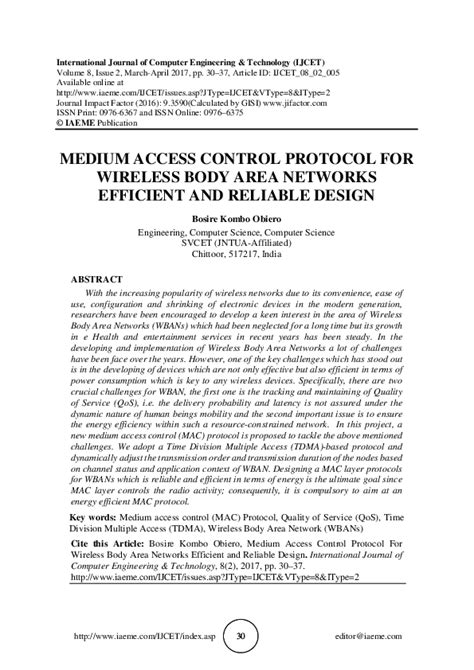 Pdf Medium Access Control Protocol For Wireless Body Area Networks Efficient And Reliable Design