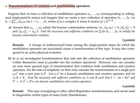 Solved 1 Transformations Of Creation And Annihilation