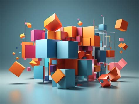 Premium Photo Abstract 3d Rendering Of Geometric Shapes A Composition In Dimensions