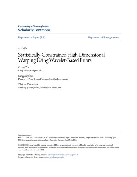 Pdf Statistically Constrained High Dimensional Warping Using Wavelet Based Priors