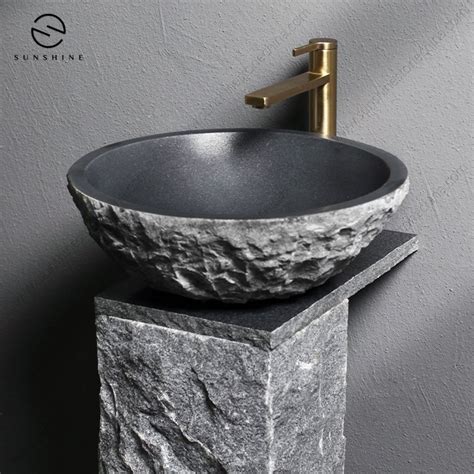 Black Granite Bathroom Pedestal Sink Ps 136a Quartz Countertops