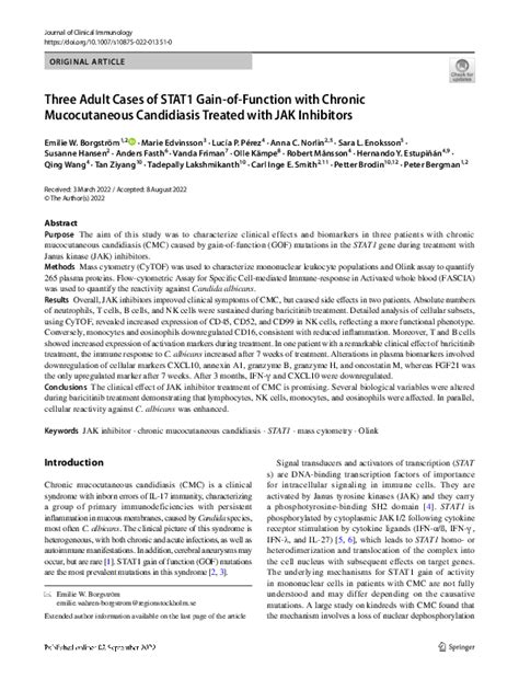 Pdf Three Adult Cases Of Stat1 Gain Of Function With Chronic