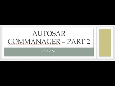 Autosar Comm Module Part YouTube