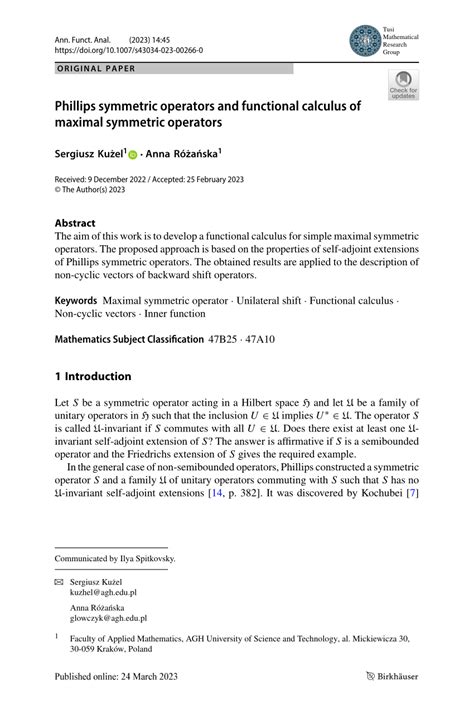 Pdf Phillips Symmetric Operators And Functional Calculus Of Maximal