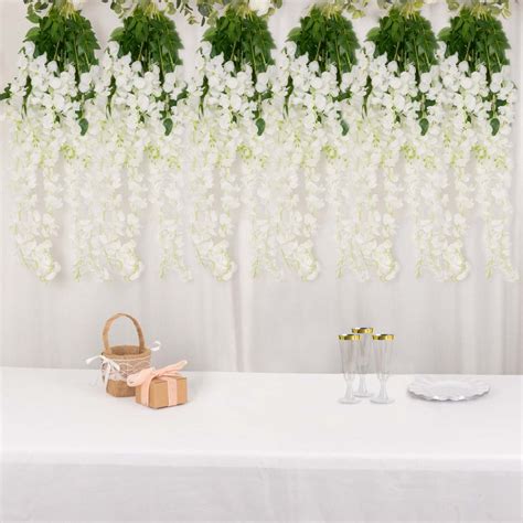 5 Pack 44 White Silk Wisteria Flower Vines Efavormart