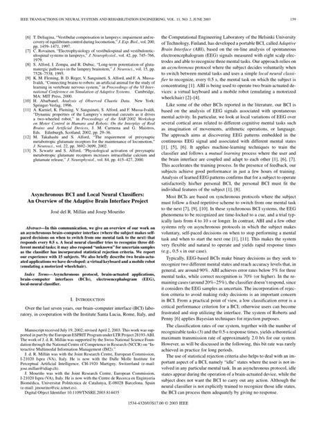 Pdf Asynchronous Bci And Local Neural Classifiers An Overview Of The Adaptive Brain Interface